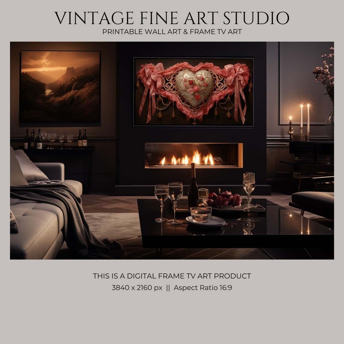 Frame TV Art Valentines Day Vintage Victorian Valentine Heart Vintage ...