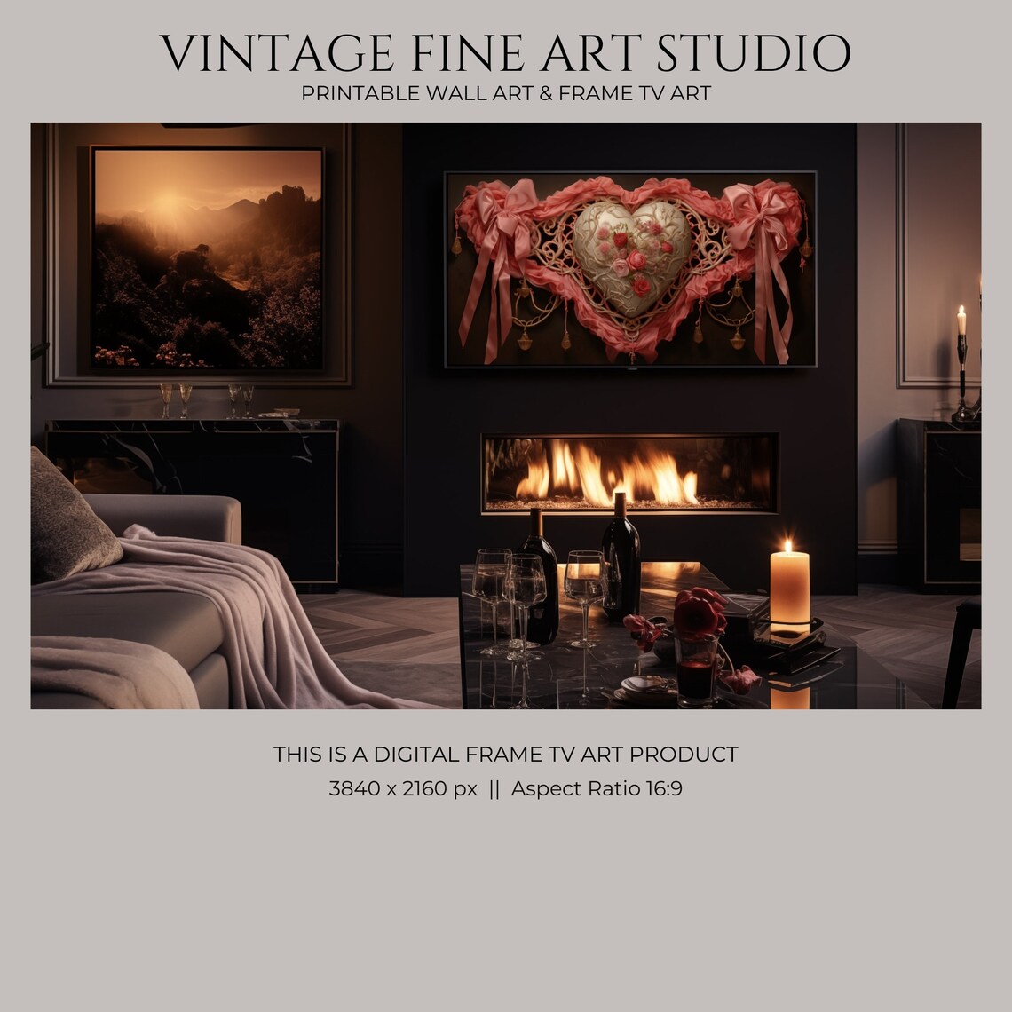 Frame TV Art Valentines Day Vintage Victorian Valentine Heart Vintage ...