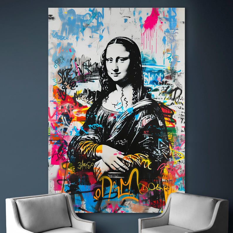 Graffiti Mona Lisa Print Canvas Ready to Hang Colorful Pop Art Print ...