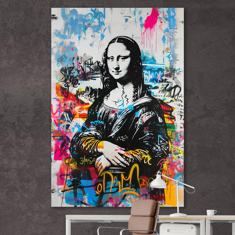 Graffiti Mona Lisa Print Canvas Ready to Hang Colorful Pop Art Print ...