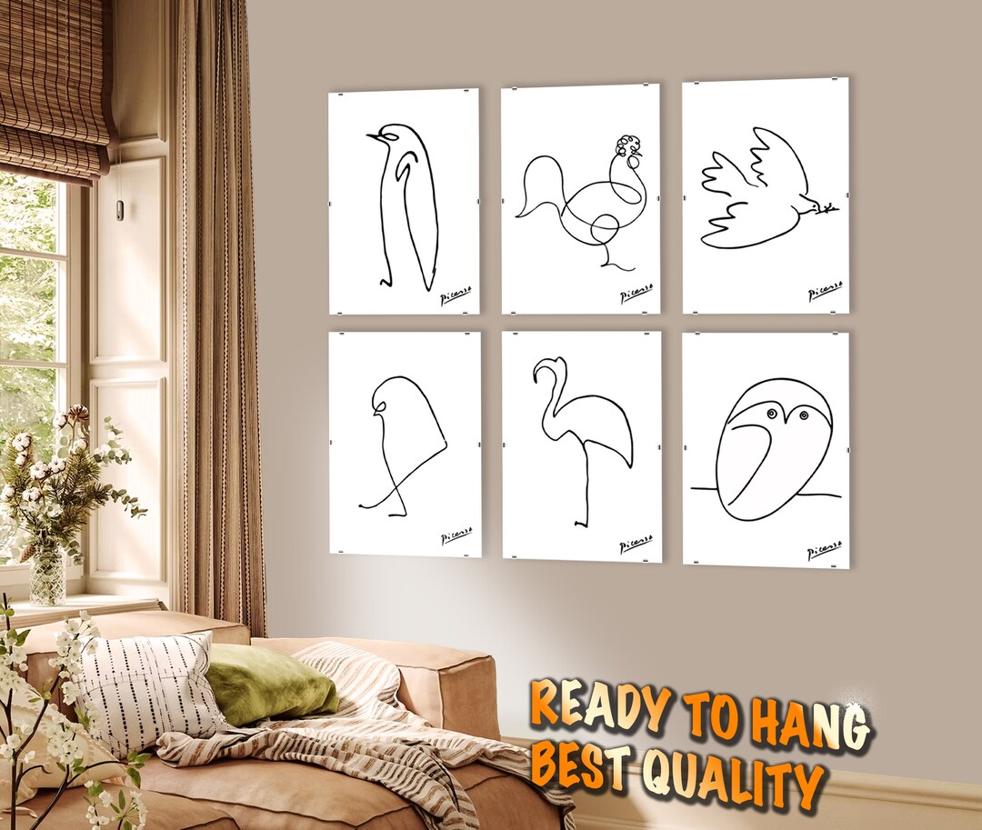 Picasso Birds Black and White Set of 6 Printable Ready to Hang ...