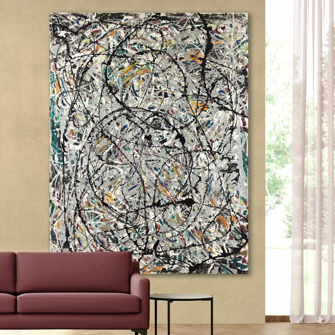 Jackson Pollock Watery Paths Canvas Poster Print Abstract Wall Art Living Room Wall Decor Ready ...