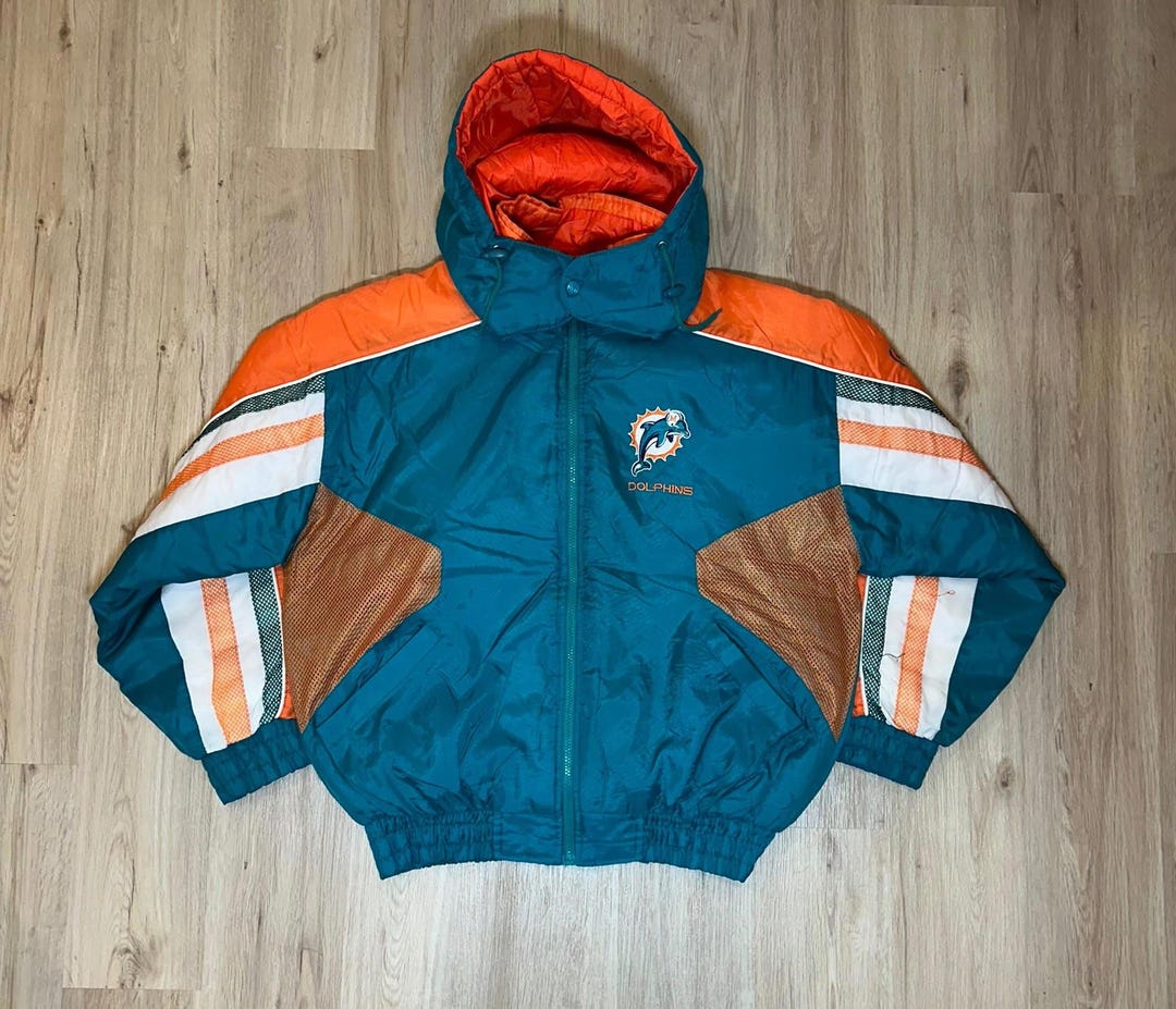 Vintage Pro Player Miami Dolphins Reversible Puffer Jacket Florida NFL ...