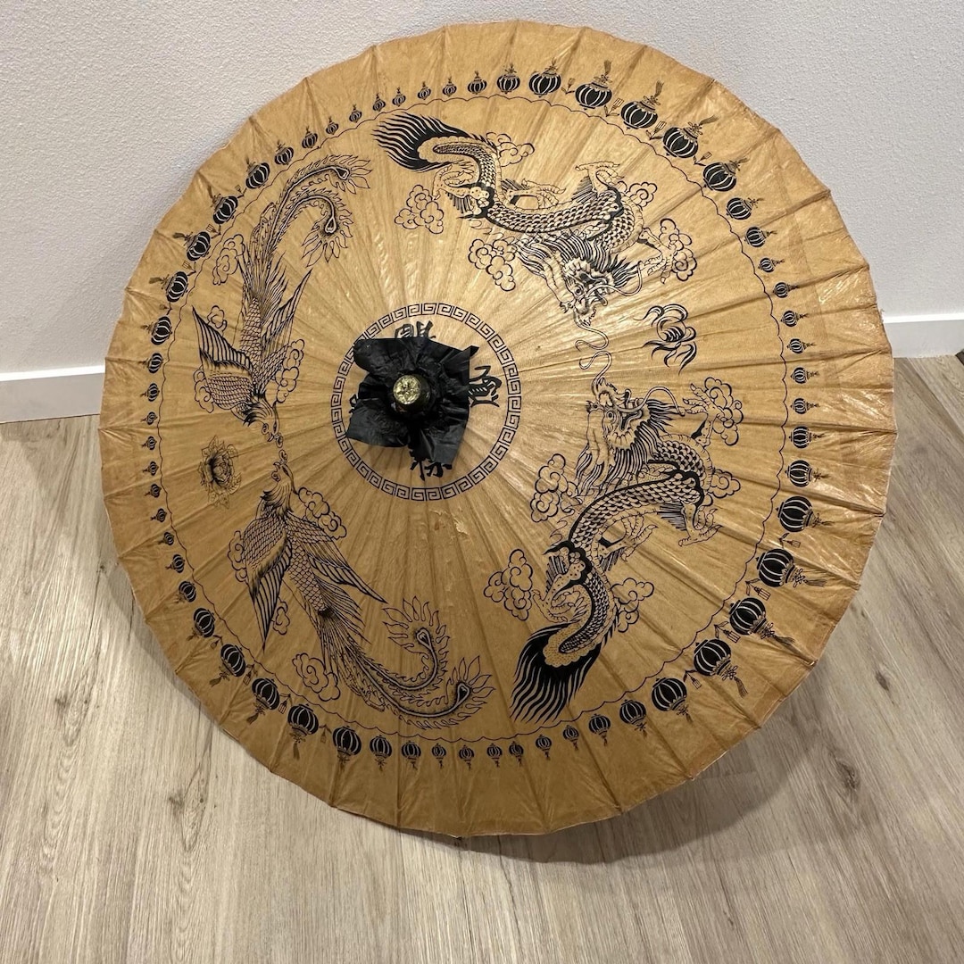 Chinese Oil Paper Parasol Umbrella Souvenir Oriental Rice Paper Dragon ...