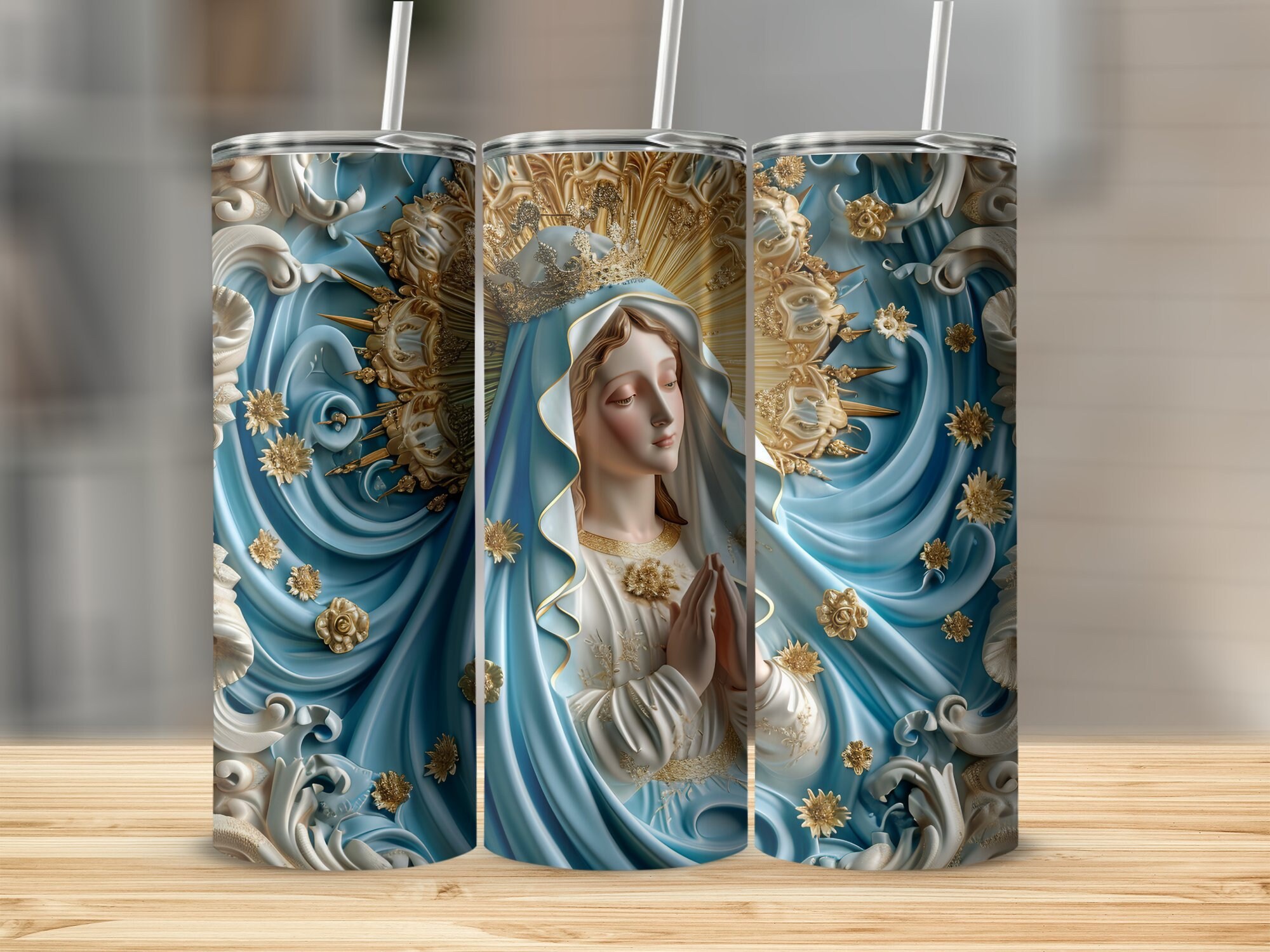 Virgin Mary Art Tumbler Wrap, Religious Christian Wrap, Spiritual ...