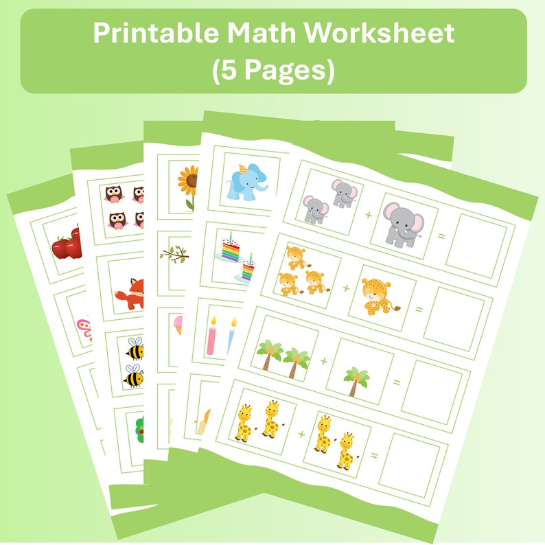 Math Tasks Exercises Preschool, Girls, Addition Instant Download Math ...