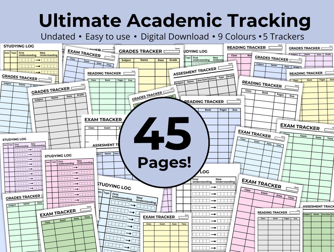 Study Tracking Bundle, Digital/printable Study Trackers for Ultimate ...