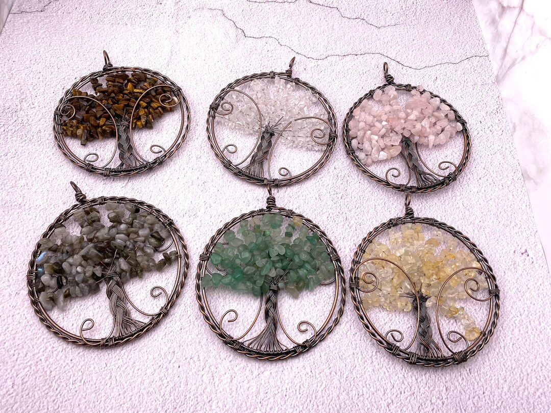 Natural Stones Energy Tree of Life, Tree of Life Suncatcher, , Gem ...