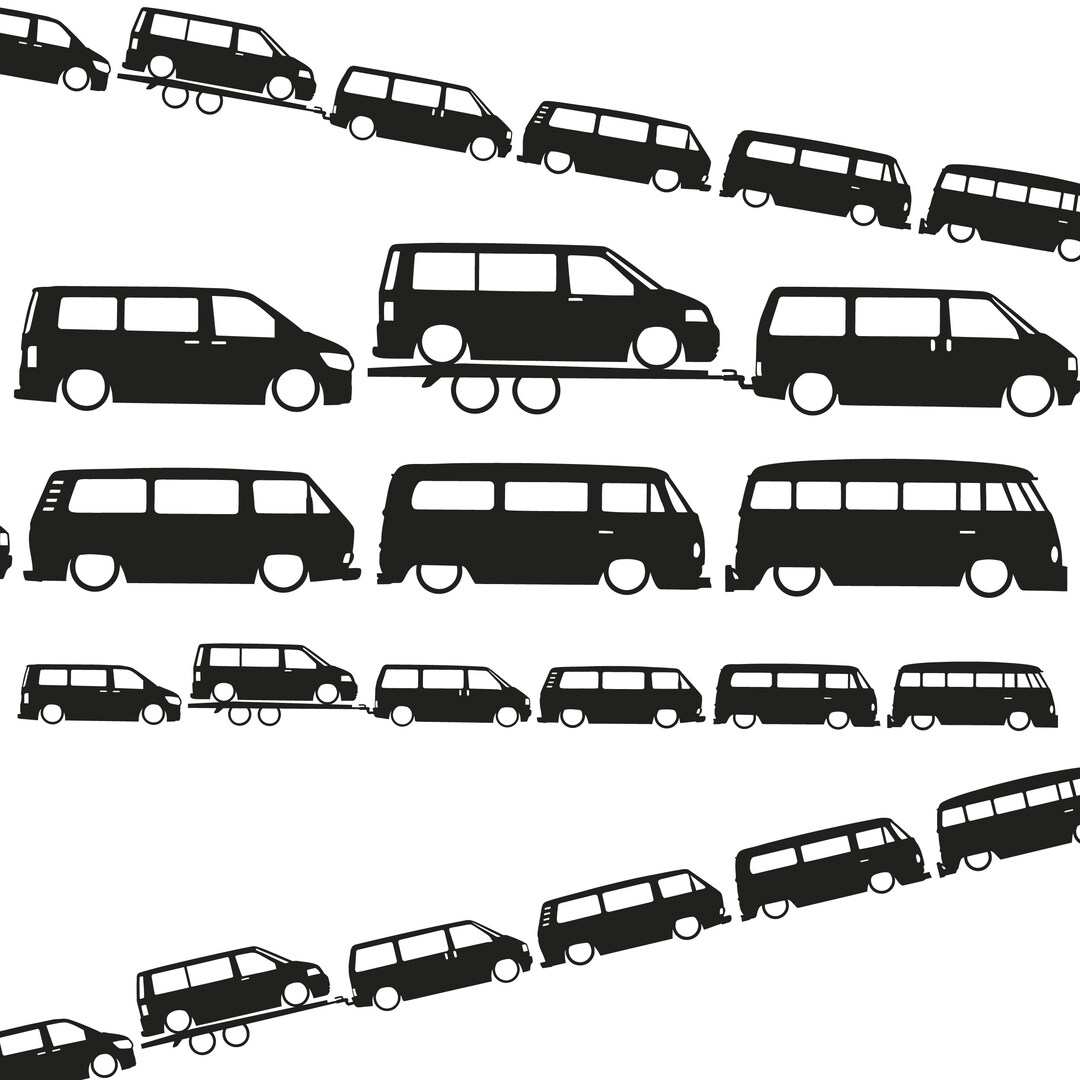 VW Evolution Bus Decal T5 on a Trailer Car Sticker VW T1 T2 T3 T4 T5 T6 ...