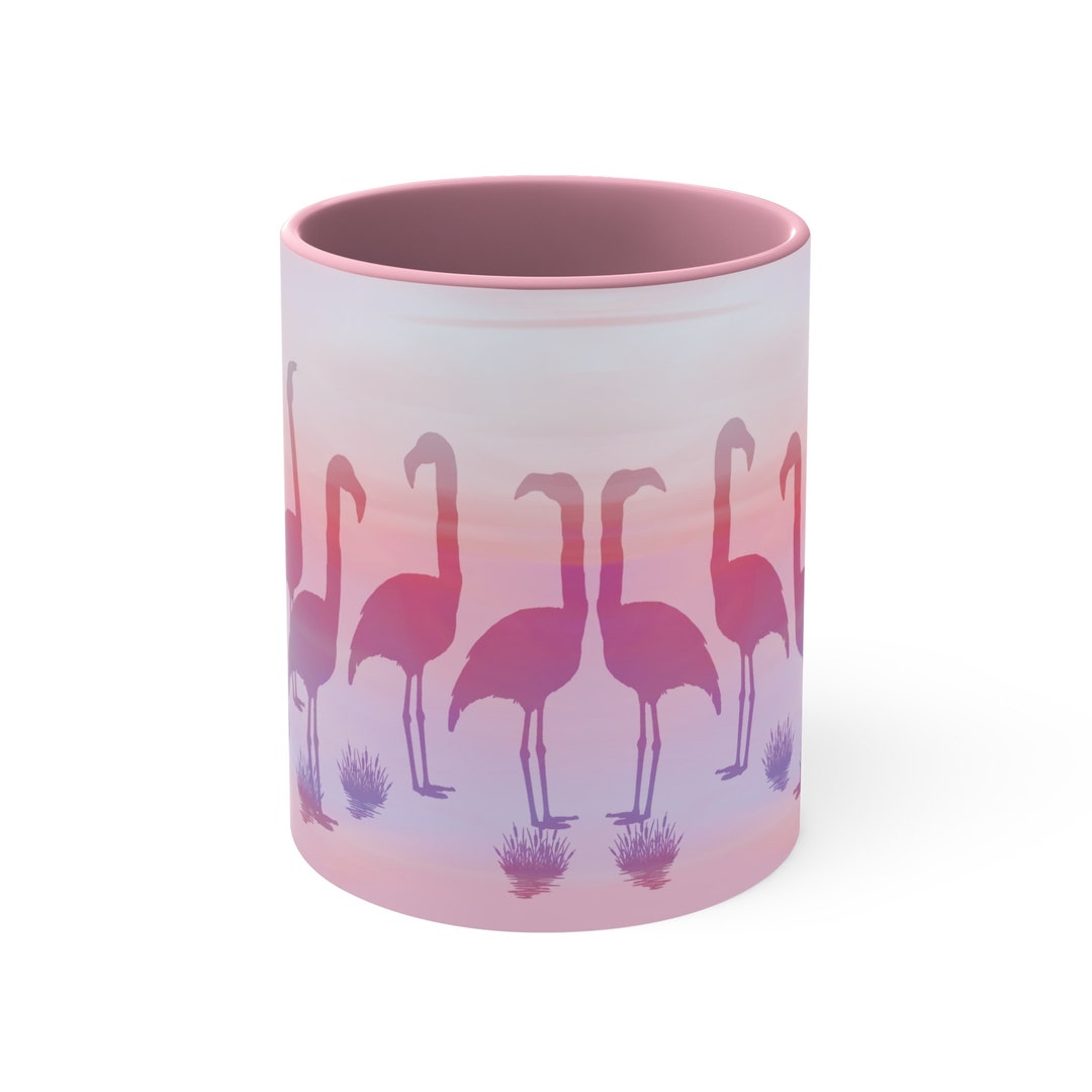 Dancing Flamingos 11oz Two Tone Coffee Cup, Flamingo Silhouettes ...