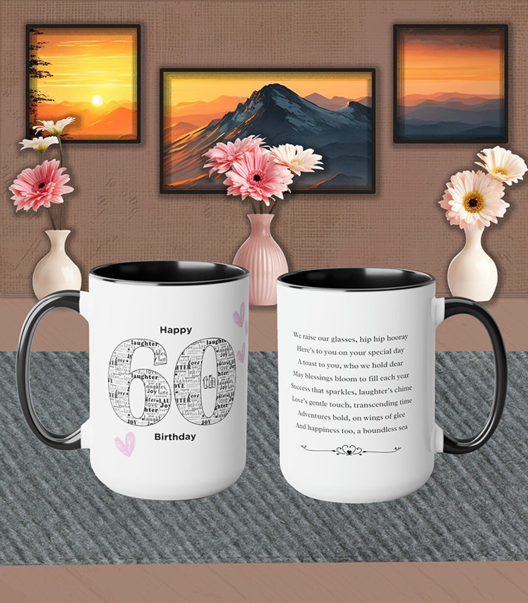 Happy 60th Coffee Mug With Poem Expressing Birthday Wishes, Gift, Tea ...