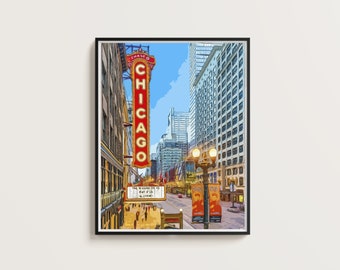 Chicago Riverwalk People City Scene Drawing. Downtown Scene in the Loop ...