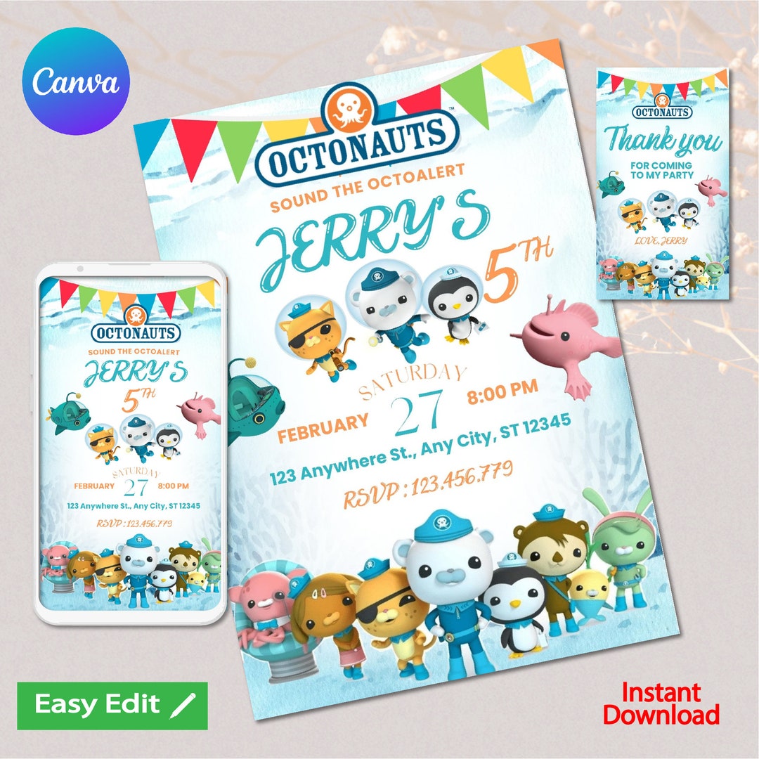 Editable the Octonauts Birthday Invitation Template, Printable Birthday ...