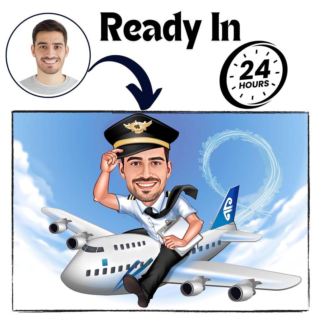 Pilot Gifts Custom Pilot Caricature From Photo Pilot Gift for Him ...