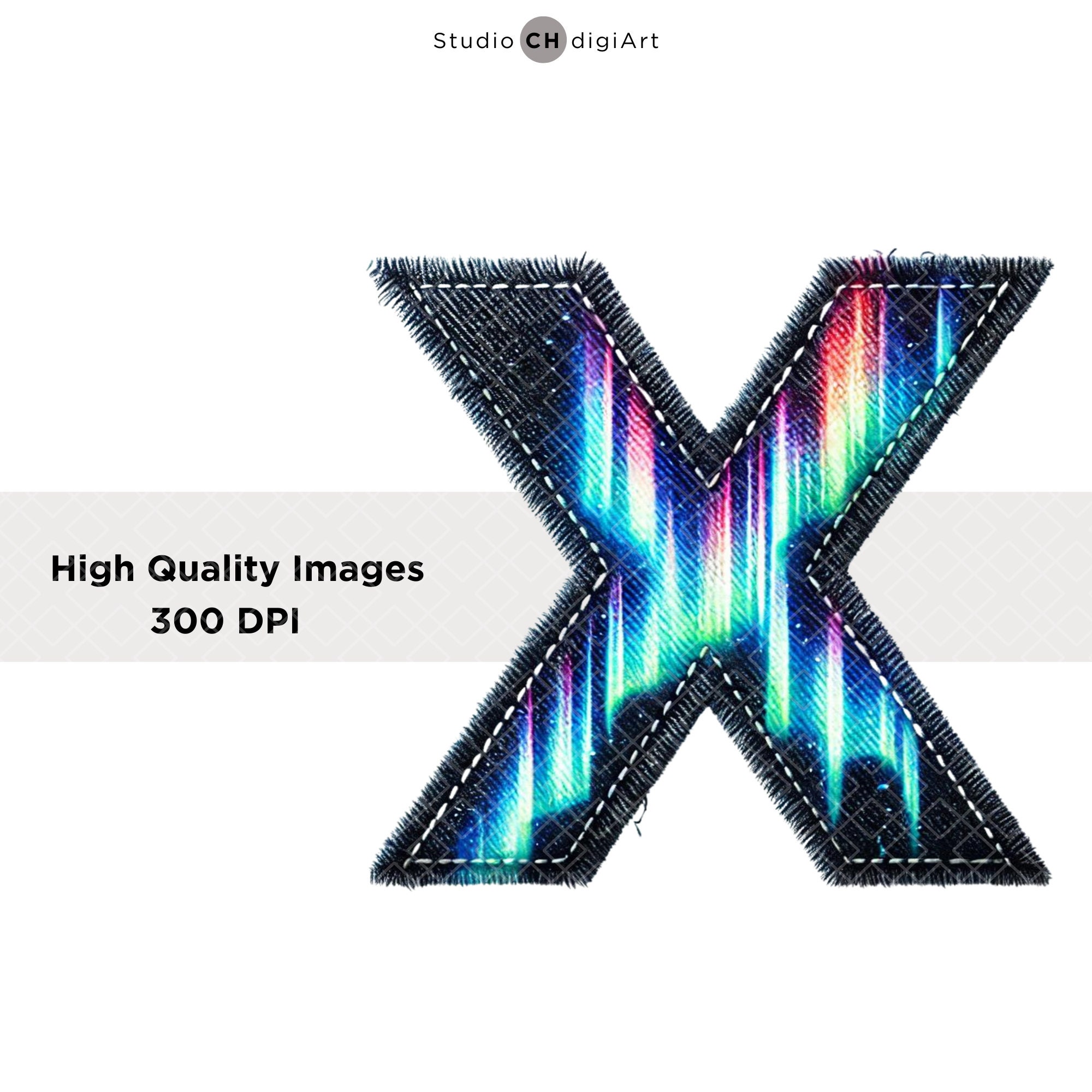 Northern Lights Alphabet Letters & Numbers, Aurora Font, Black Denim ...