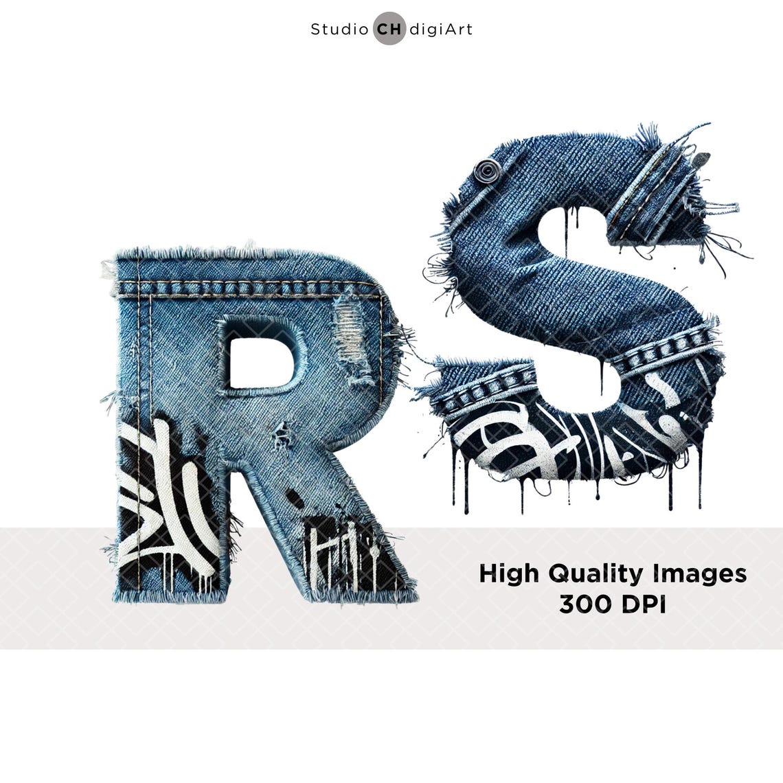 Graffiti Denim Alphabet Letters & Numbers, Graffiti Font, Blue Denim ...