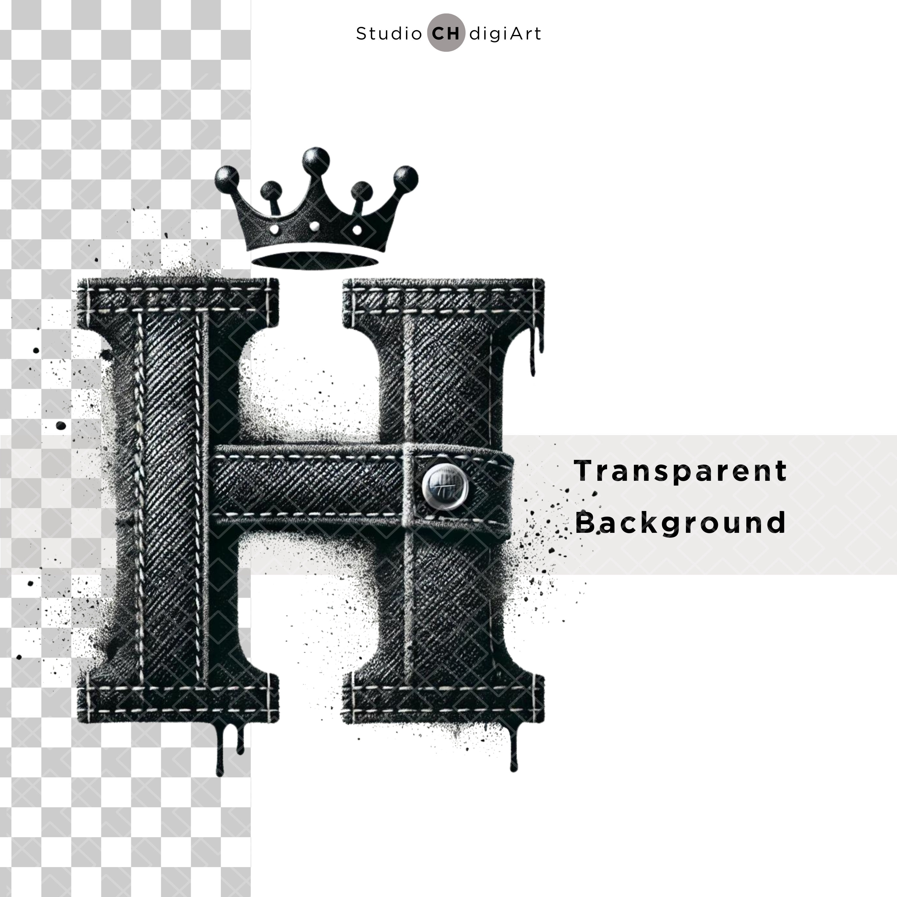 Black Crown Alphabet Letters & Numbers, Black Leather Alphabet, 3D ...