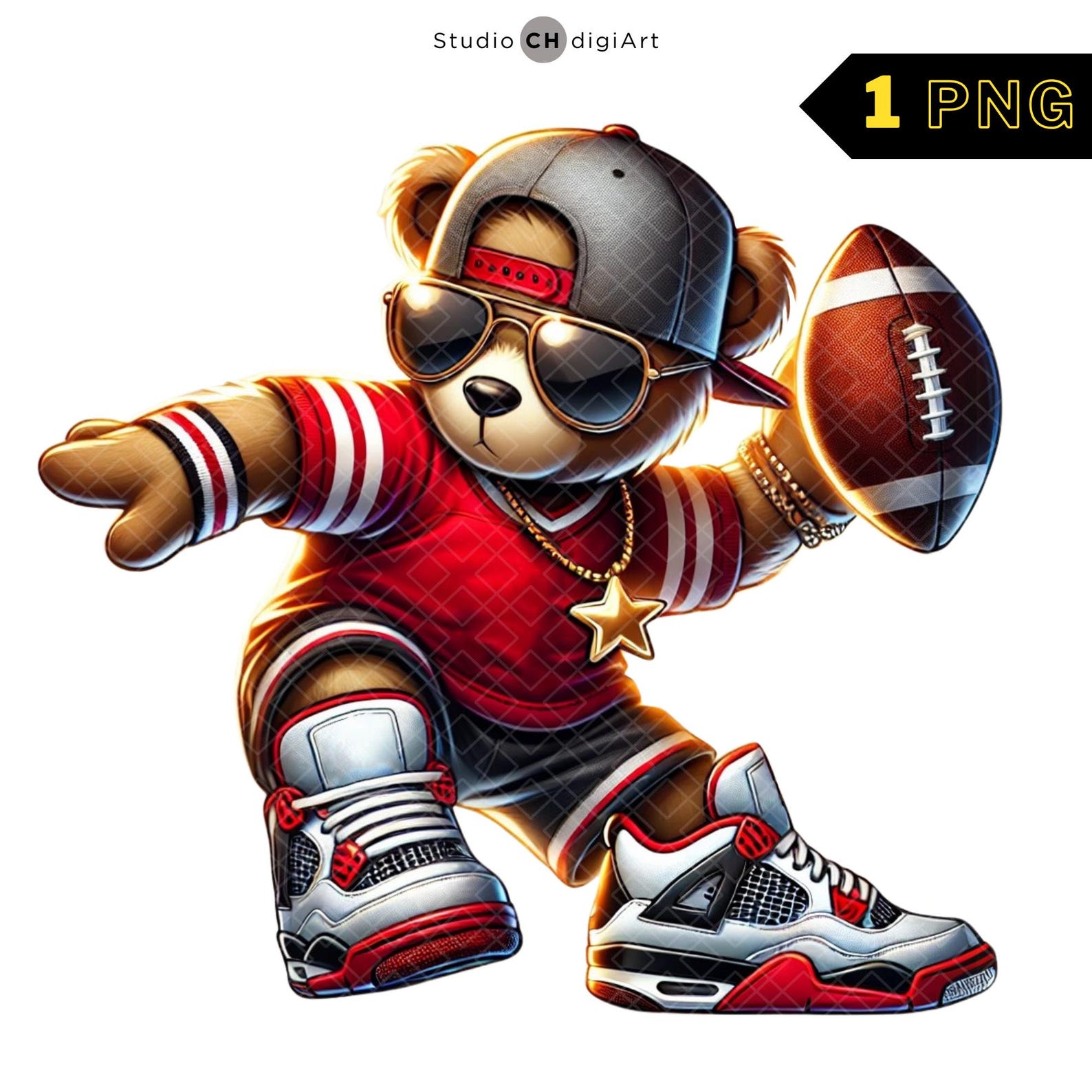 Hip Hop Football Bear PNG, American Football Teddy Bear Clipart ...