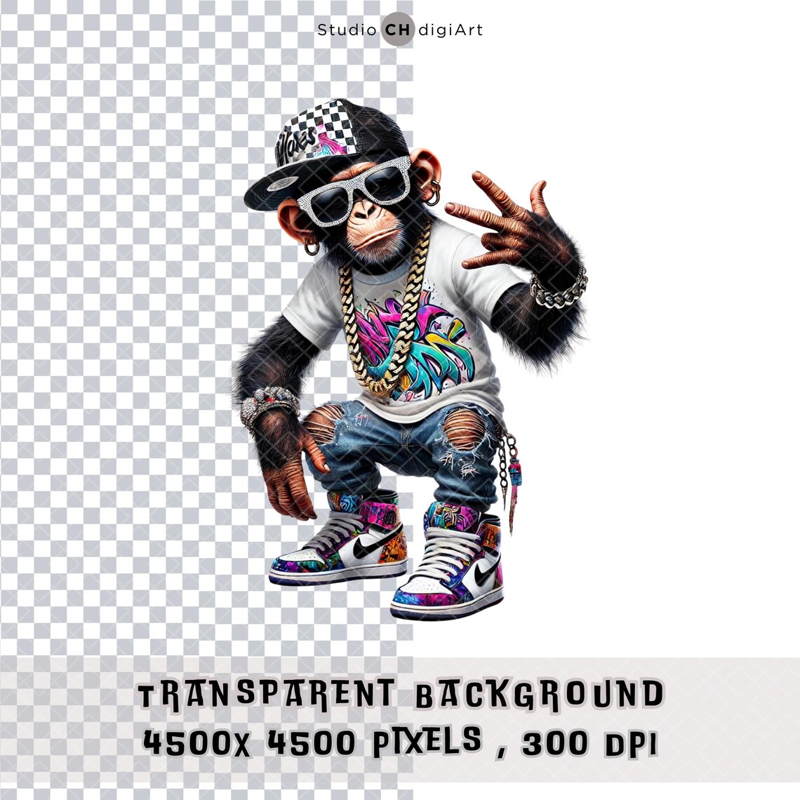Hip Hop Monkey PNG, Graffiti Monkey Clipart, Chimpanzee PNG, Chimpanzee ...