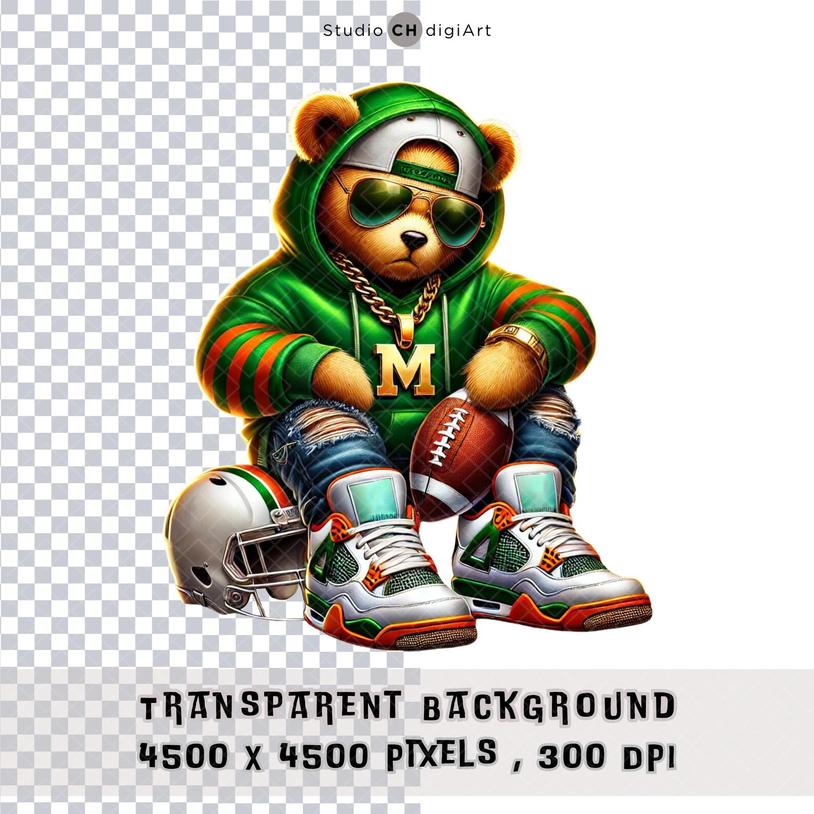 Hip Hop Football Bear PNG, American Football Teddy Bear Clipart ...