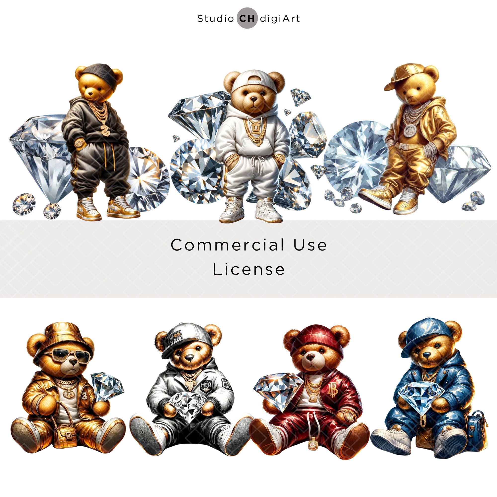 Hip Hop Boy Diamond Bear Clipart, 24 PNG High Quality, Hip Hop PNG ...