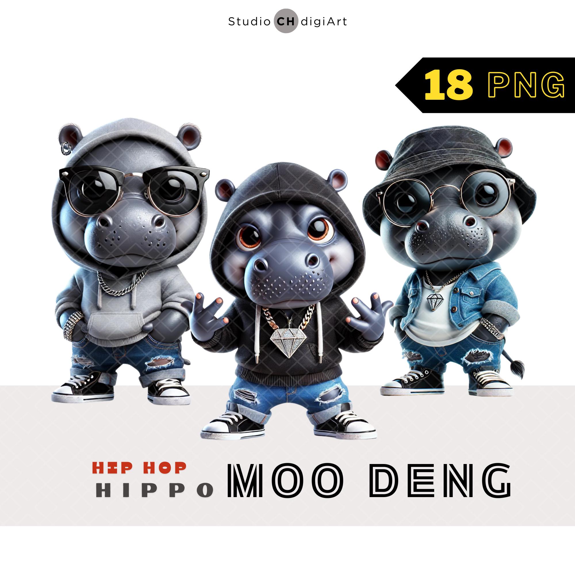 3D Hip Hop Hippo Clipart, Hippo Clipart, Moo Deng PNG, Moo Deng Clipart ...