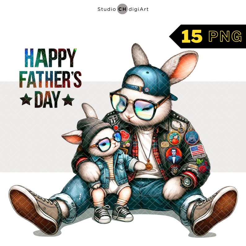 Fathers Day Bunny Clipart, Bunny PNG, Daddy Bunny, Papa Bunny, Fathers ...