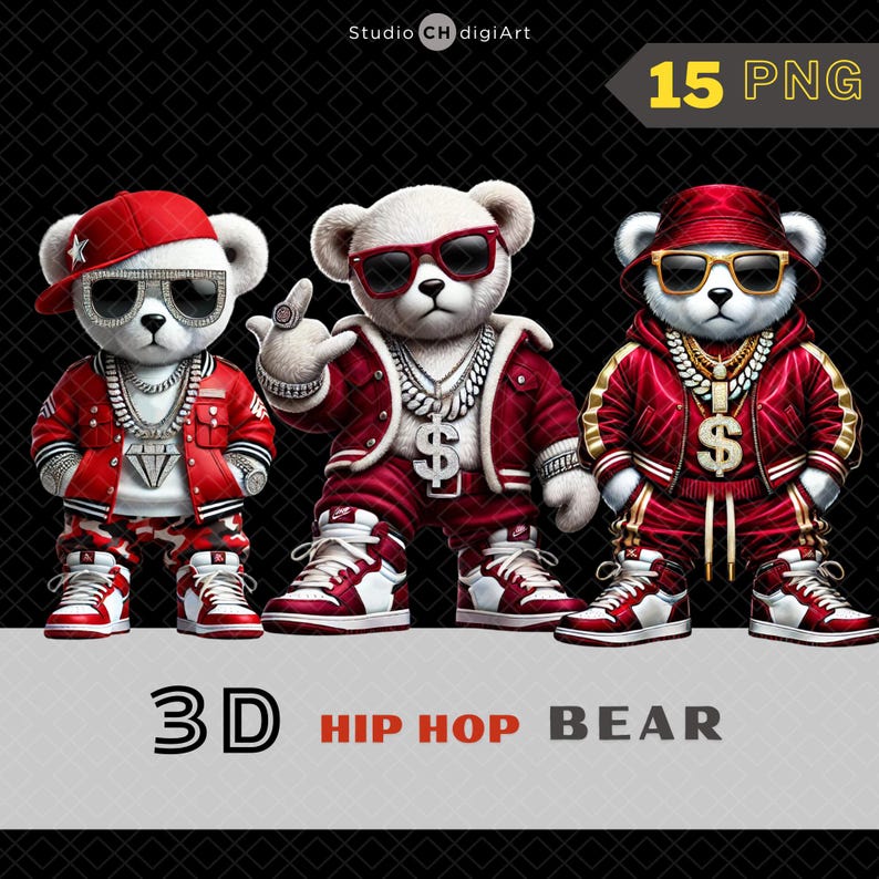 3D Hip Hop Bear Clipart, Bear PNG, 3D Teddy Bear, Hip Hop Bear PNG ...