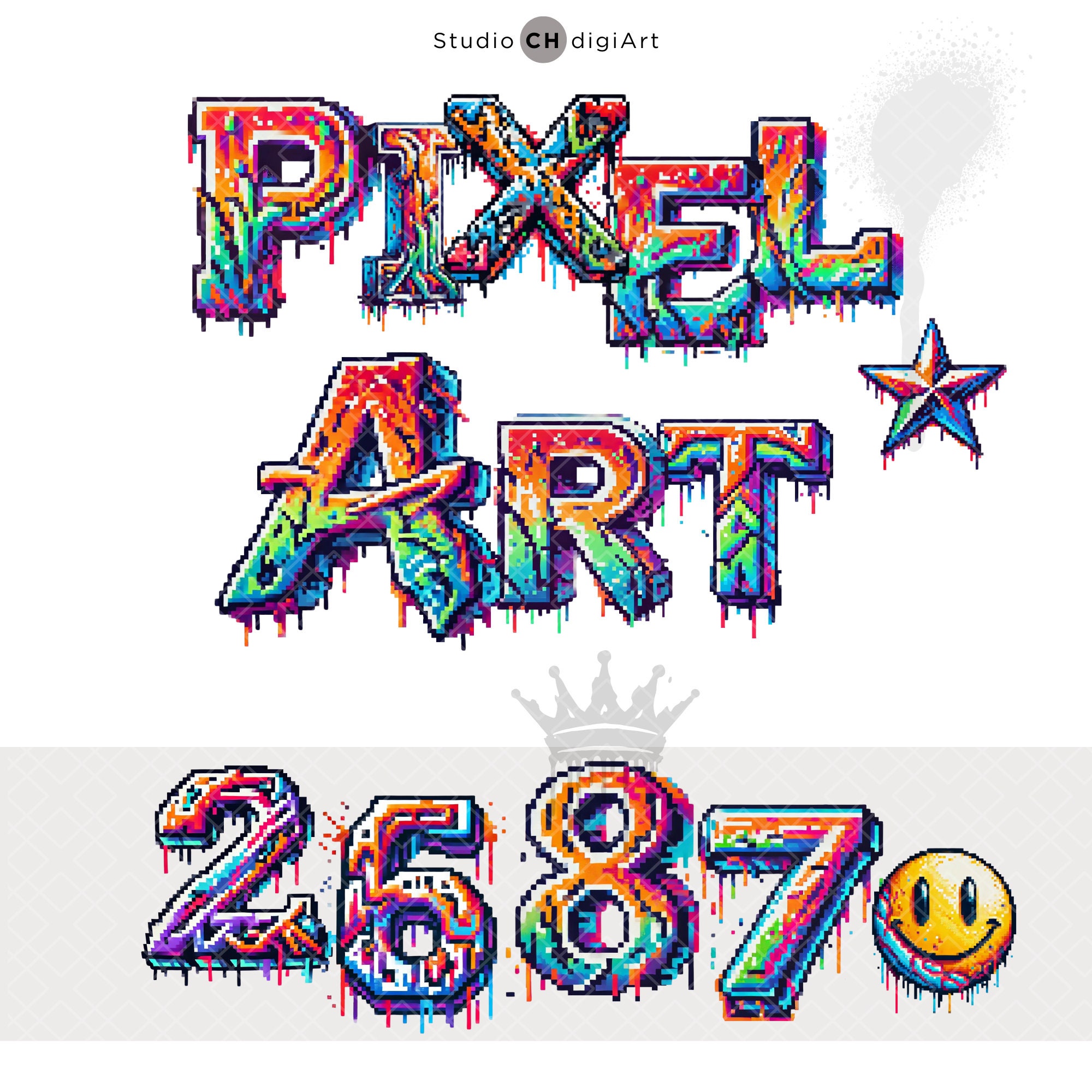 Pixel Graffiti Alphabet Letters & Numbers, Pixel Alphabet PNG, Graffiti ...