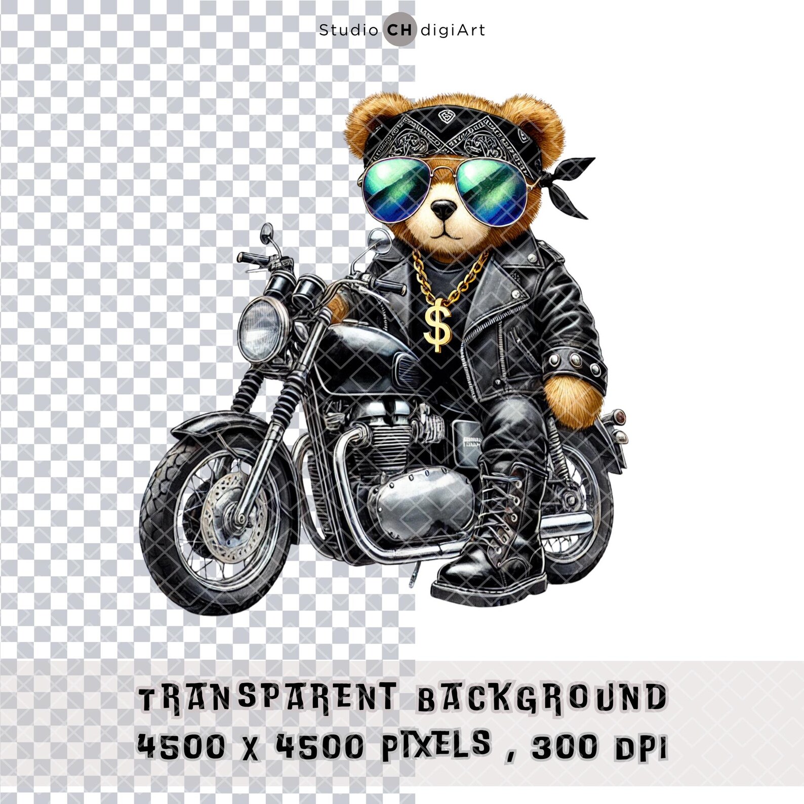 Hip Hop Biker Bear Clipart, Motorbike Pngs, 3D Teddy Bear Motorcycle ...