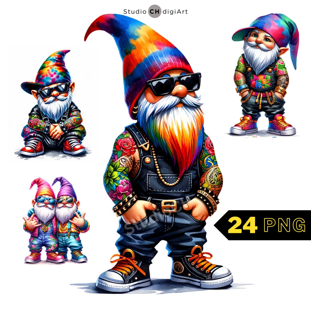 Hip Hop Gnomes Clipart, 24 PNG High Quality, Digital Download, Hip Hop ...