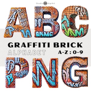 Graffiti Brick Alphabet Letters & Numbers, Graffiti Alphabet PNG, Brick ...
