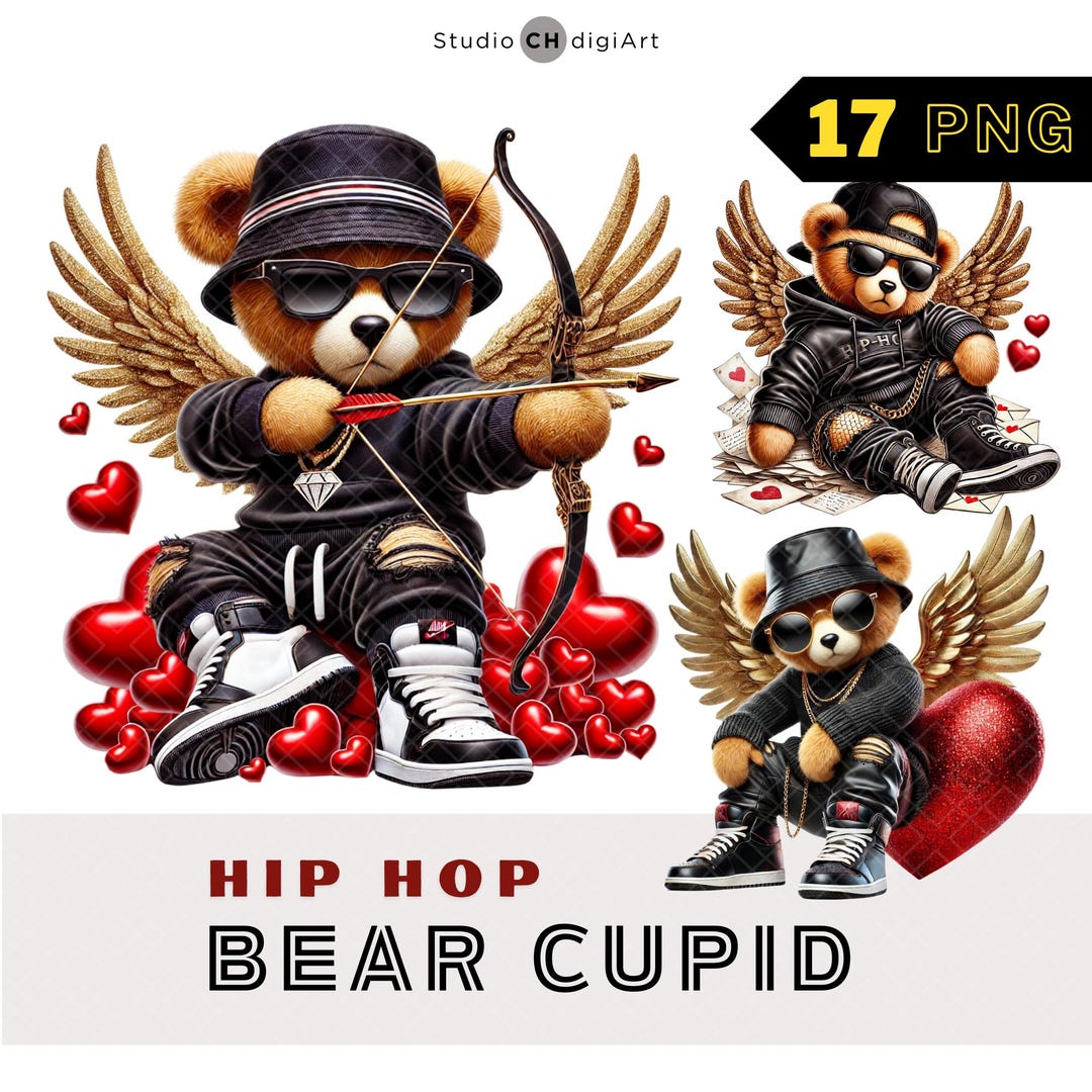 Hip Hop Bear Cupid Clipart, Valentine Bear PNG, Boy Teddy Bear PNG ...