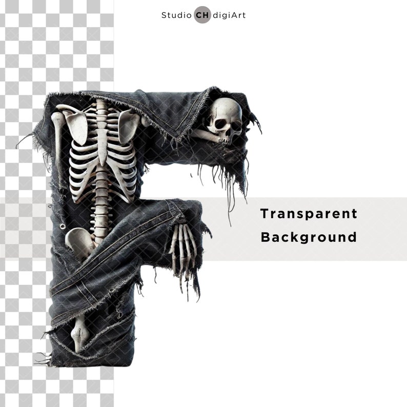 3D Skeleton Alphabet, 3D Halloween Font, Black Denim Alphabet, Skeleton ...
