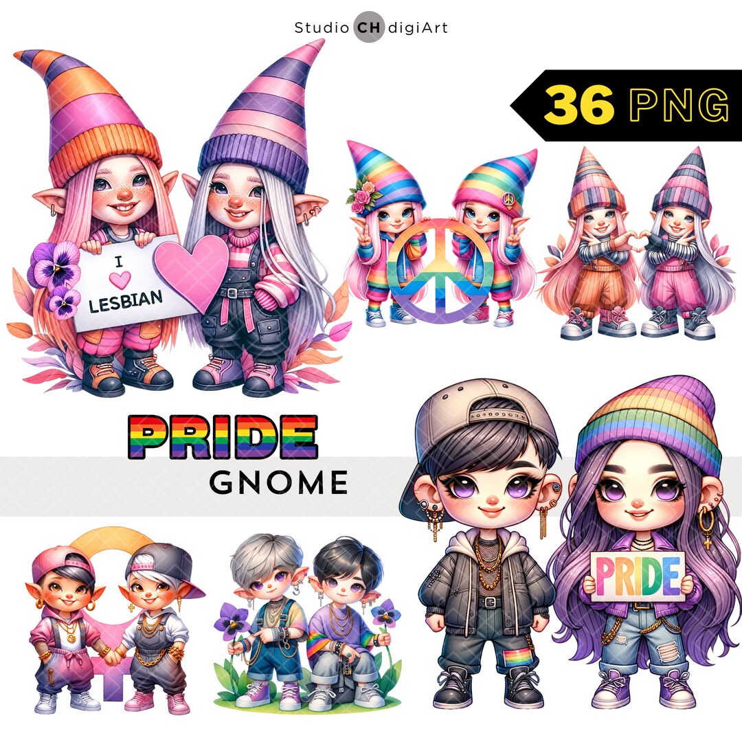 Pride Gnome Clipart, 36 PNG High Quality, Lesbian PNG, Pride Clipart ...