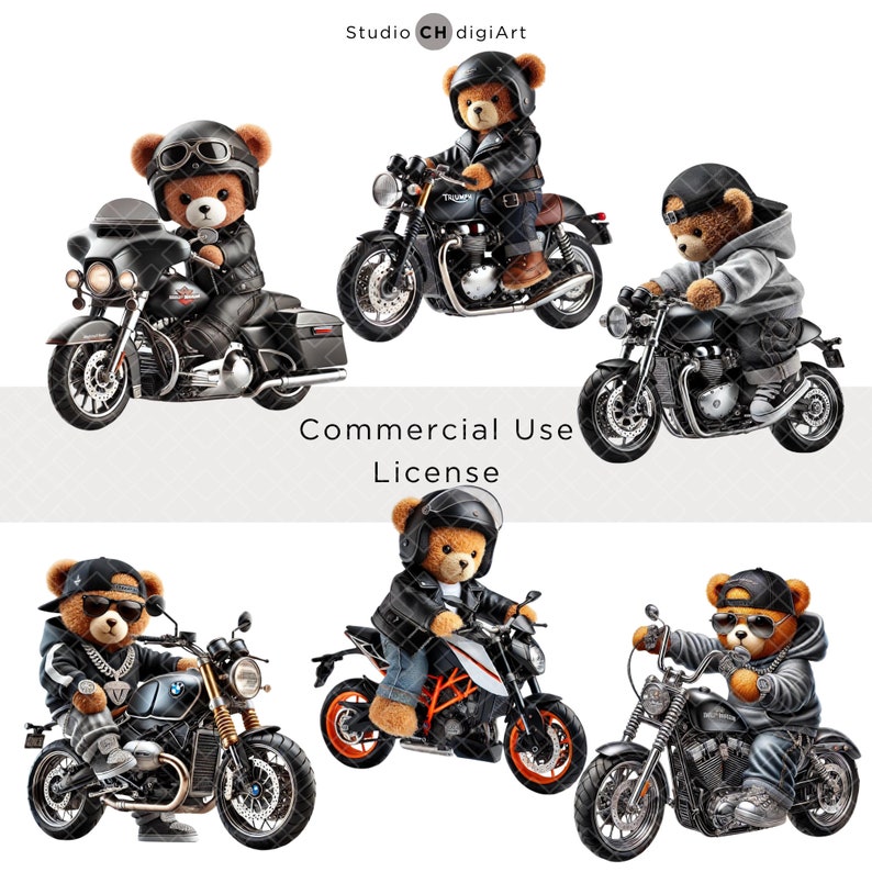 Biker Bear Clipart - 24 Motorbike Pngs, 3D Teddy Bear Motorcycle Graphics, Biker Teddy Bear PNG ...
