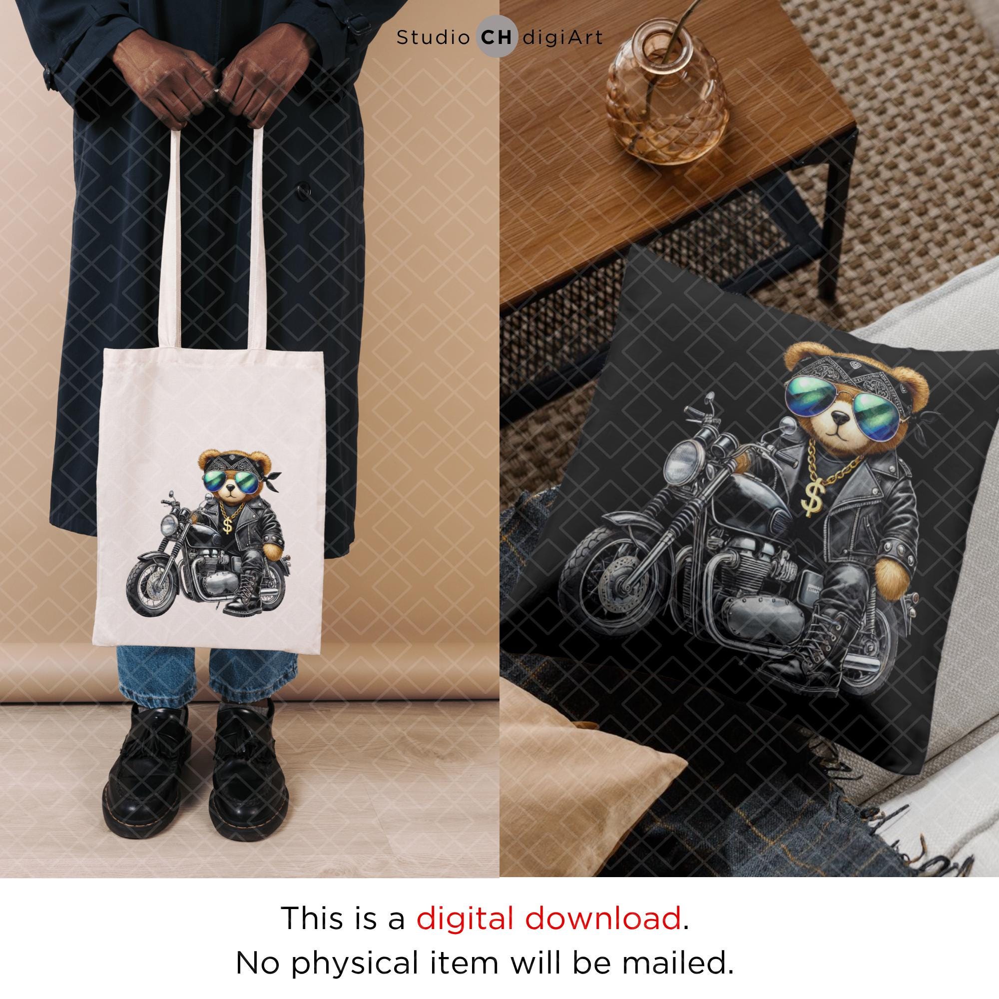 Hip Hop Biker Bear Clipart, Motorbike Pngs, 3D Teddy Bear Motorcycle ...