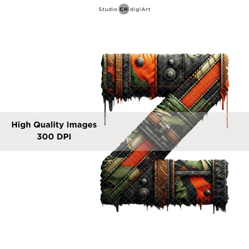 Military Alphabet Letters & Numbers, Orange Camouflage Letter ...