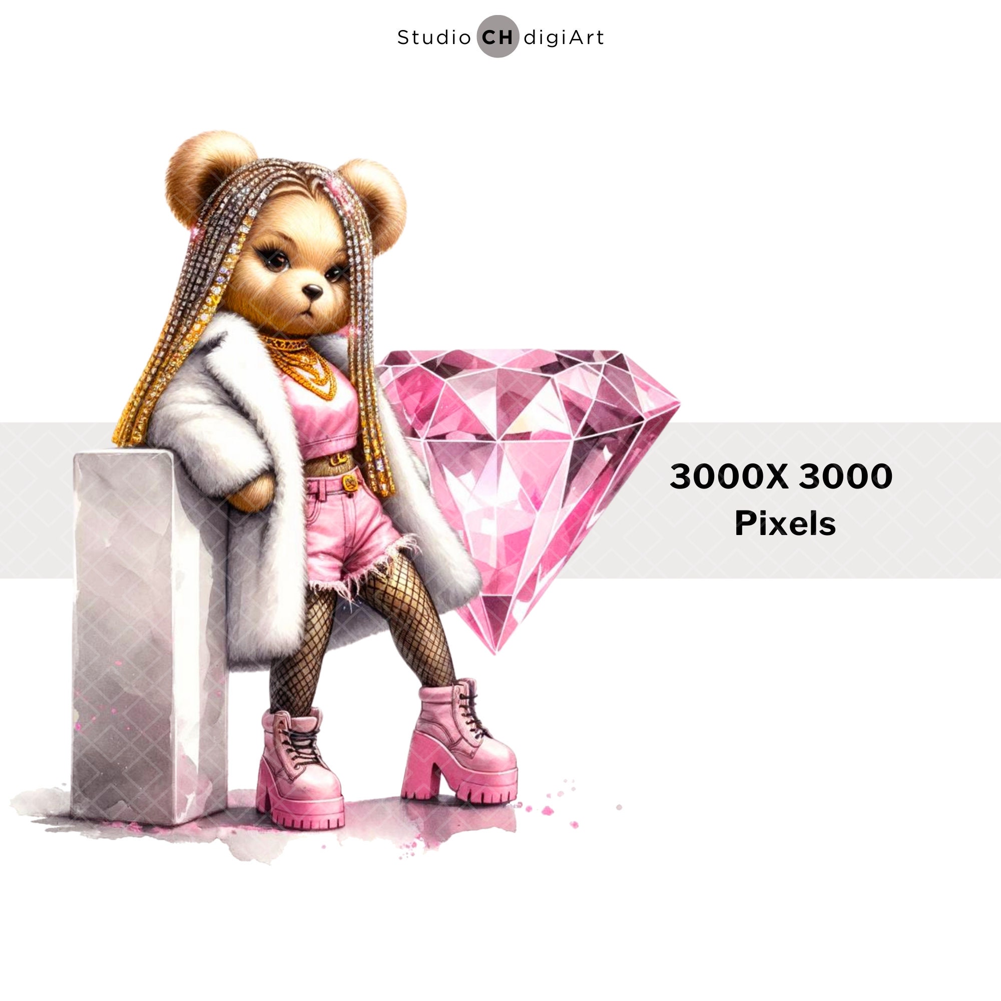 Hip Hop Girl Diamond Bear Clipart, 17 PNG High Quality, Hip Hop PNG ...