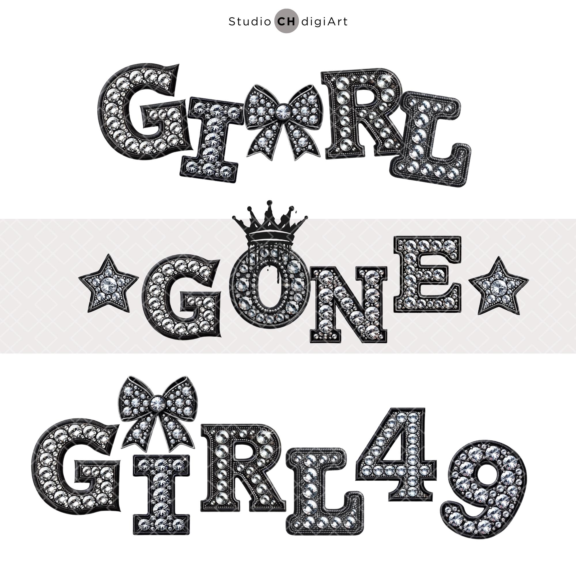 Diamond Embroidery Alphabet Letters & Numbers, Diamond Font, Rhinestone ...