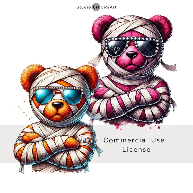 Hip Hop Mummy Bear Clipart, 12 Mummy Bear PNG, Halloween Clipart ...