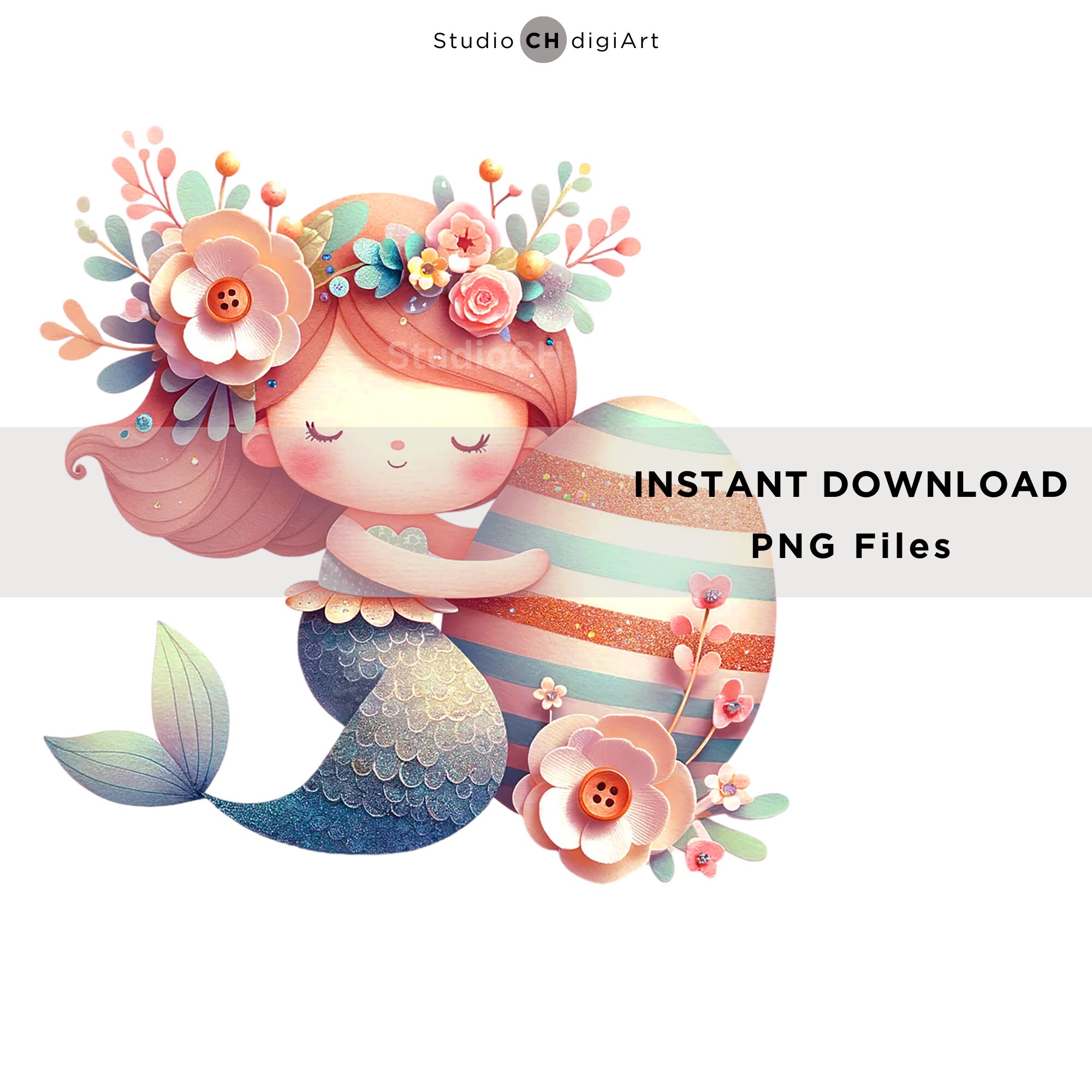 Craft Mermaid Easter Clipart, 15 High Quality PNG, Cute Mermaid Clipart ...