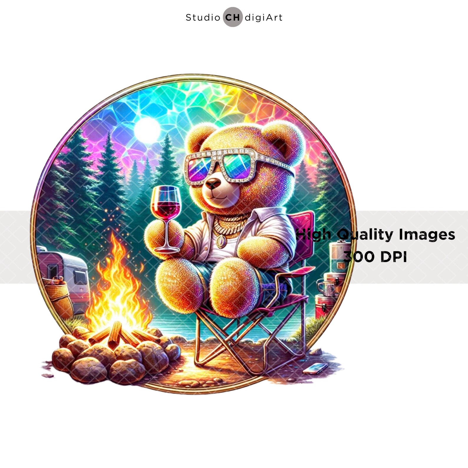 Hip Hop Camping Teddy Bear Clipart, 24 PNG Camper Teddy Bear, Summer ...