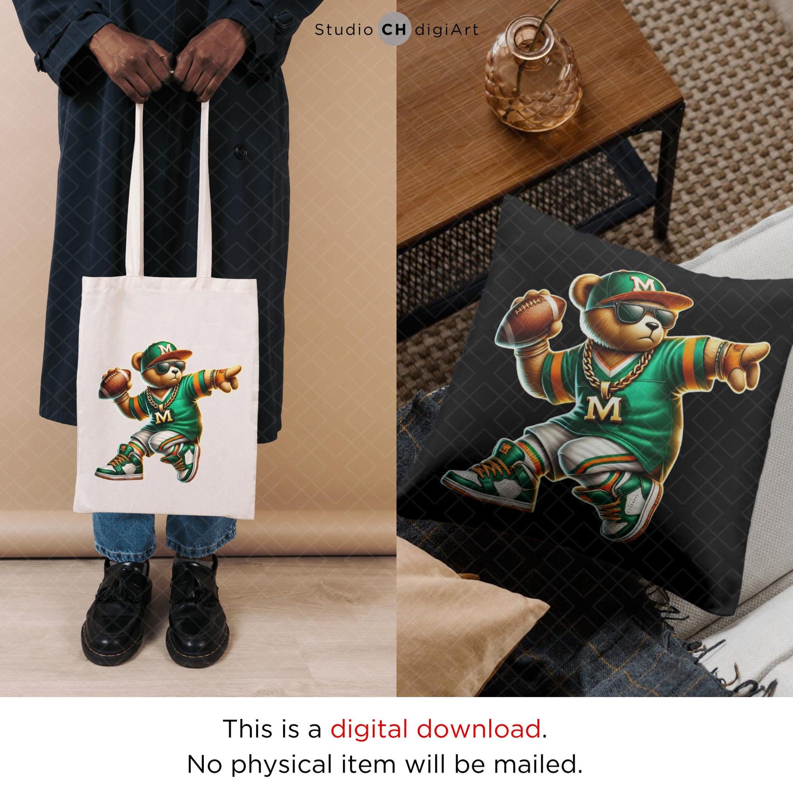 Hip Hop Football Bear PNG, American Football Teddy Bear Clipart ...