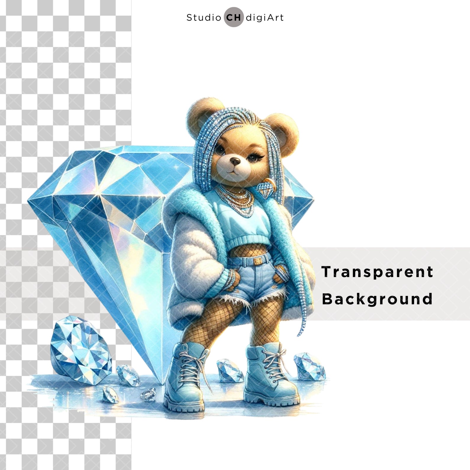 Hip Hop Girl Diamond Bear Clipart, 17 PNG High Quality, Hip Hop PNG ...