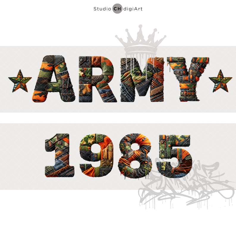 Military Alphabet Letters & Numbers, Orange Camouflage Letter ...