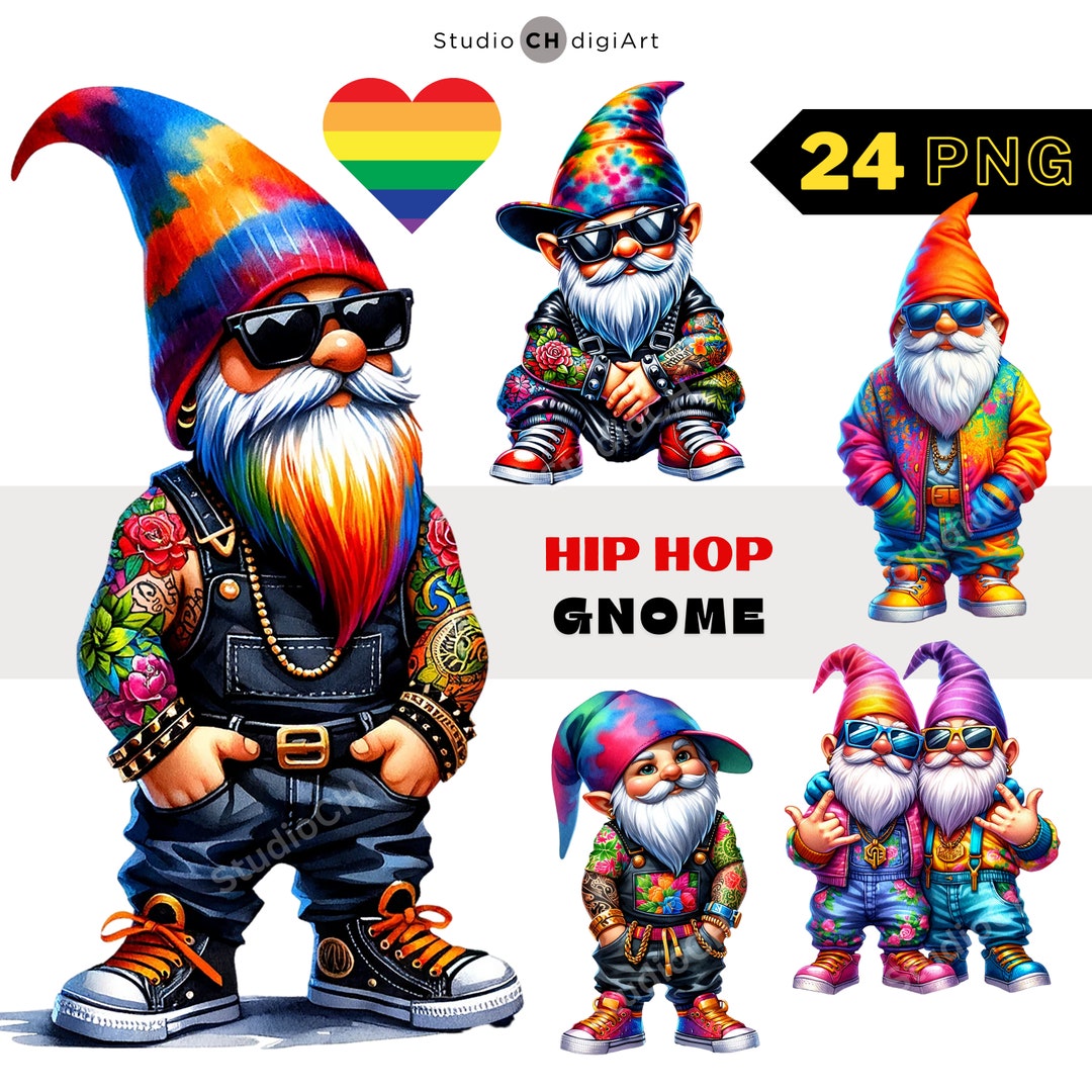 Hip Hop Gnomes Clipart, 24 PNG High Quality, Digital Download, Hip Hop ...
