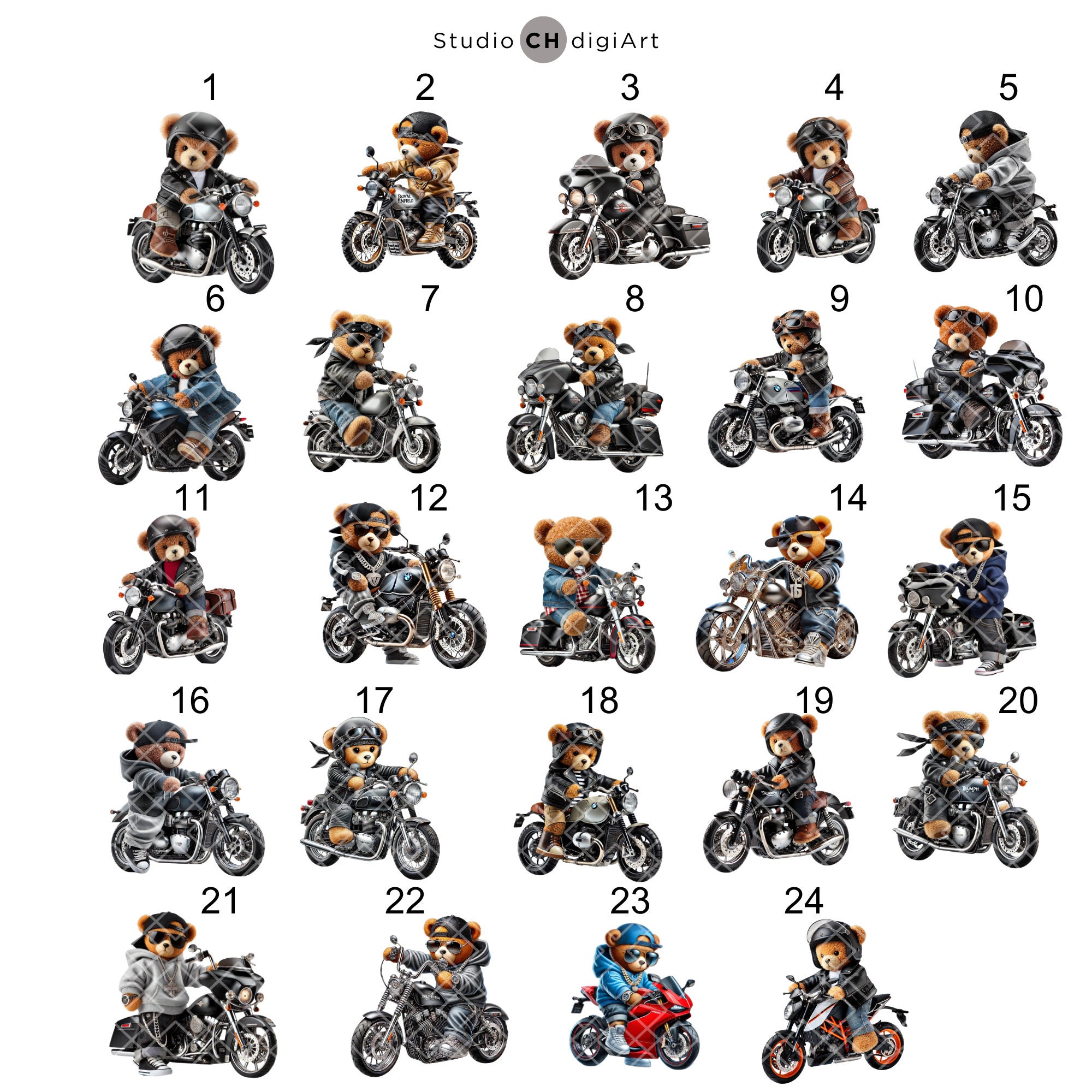 Biker Bear Clipart - 24 Motorbike Pngs, 3D Teddy Bear Motorcycle ...