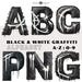 Black and White Graffiti Alphabet Letters & Numbers, Leather Alphabet ...