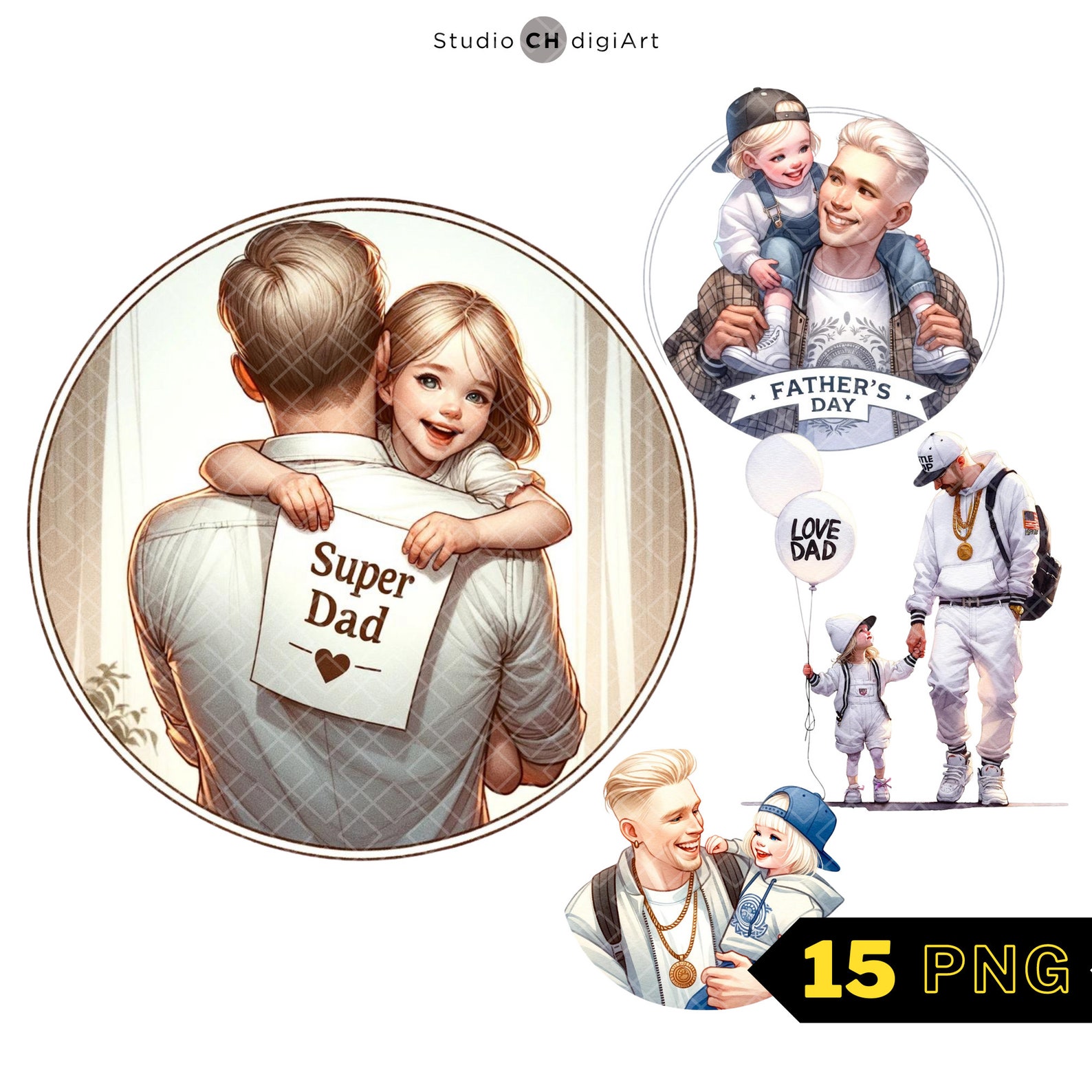 Hip Hop Father's Day Clipart, Dad and Daughter PNG, 15 Fatherhood PNG ...